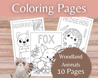 Woodland Animals Winter Printable Coloring Pages - Fox, Squirrel ...
