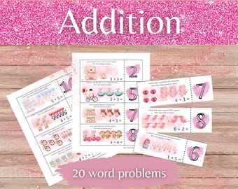 Valentine's Math Addition Flip Cards Printable — Beginning Math Word ...
