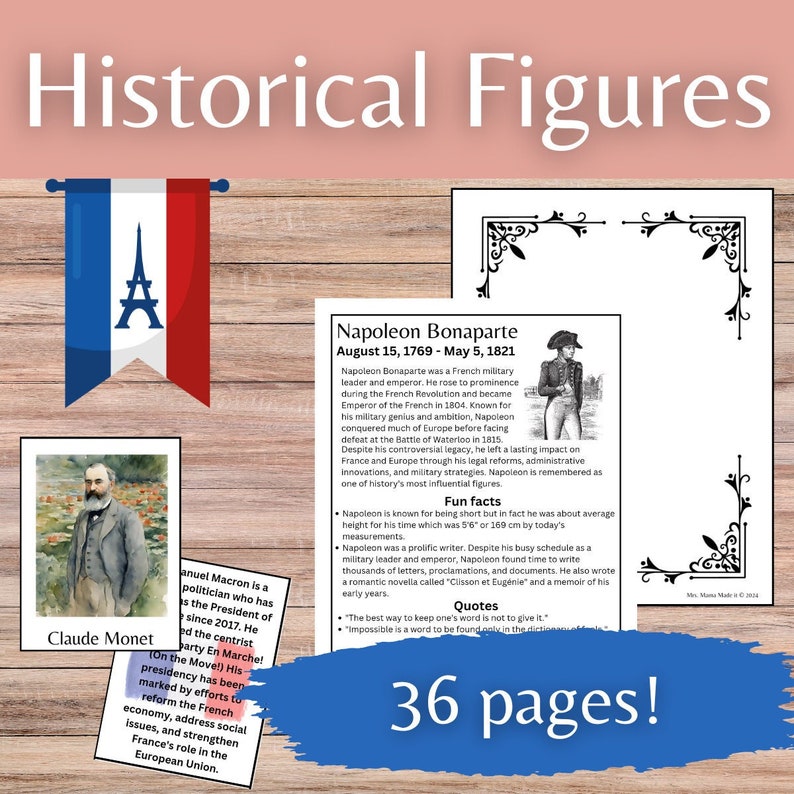 French Historical Figures Biography Unit With 20 People Past and ...
