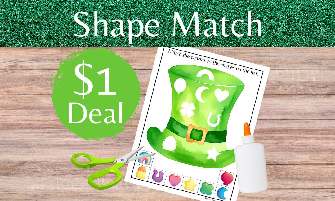 St Patrick's Day Leprechaun Hat Shape Match: Cut & Paste Activity (PDF ...