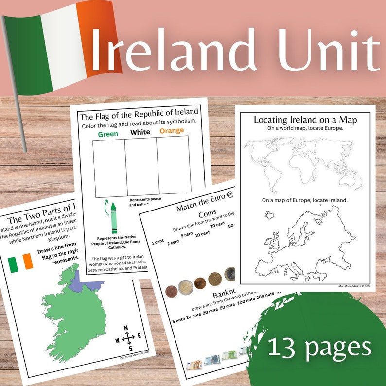 Ireland Mini Unit for St Patrick's Day Homeschool and Classroom Study ...