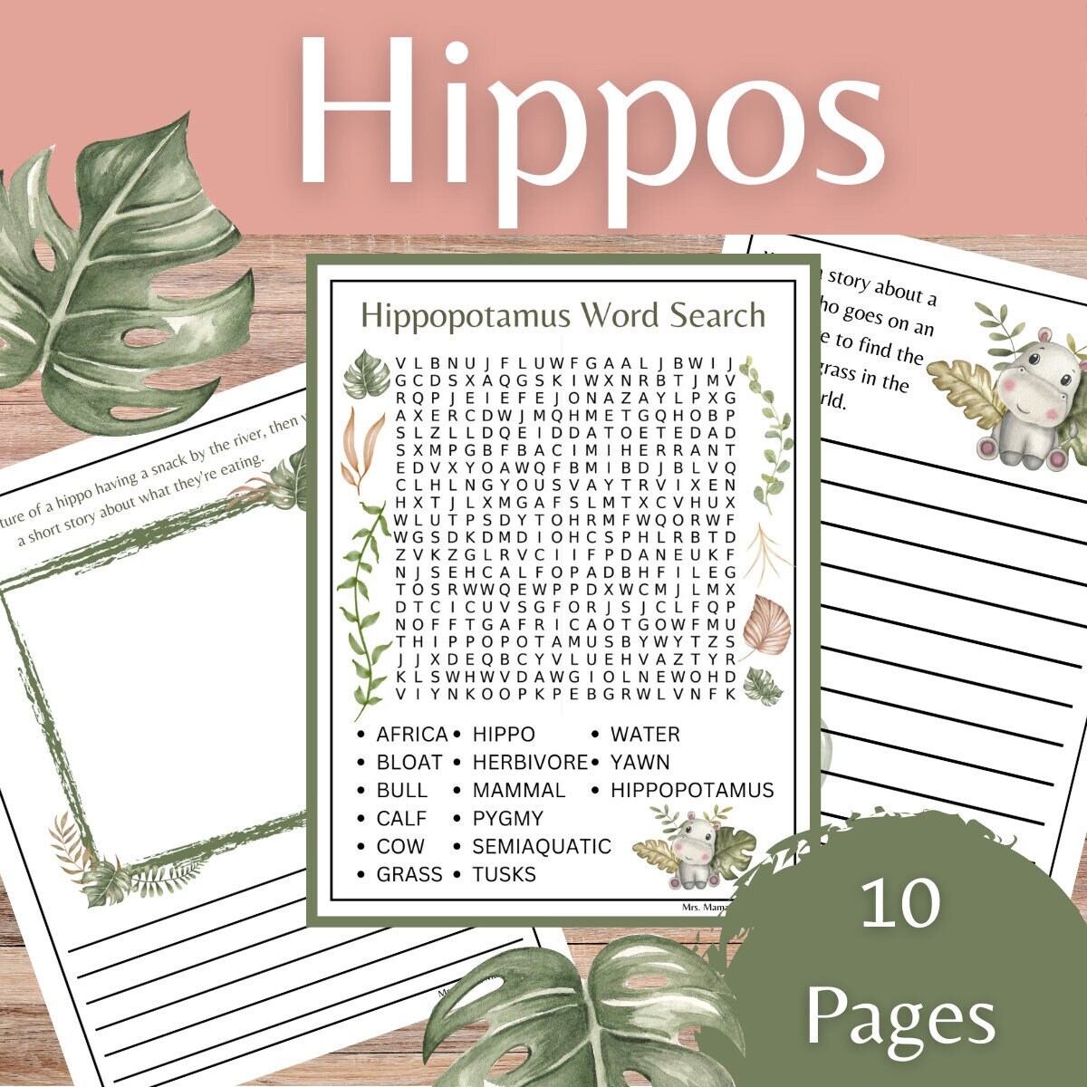 Hippopotamus Mini Unit for Science, Vocabulary, and Creative Writing ...