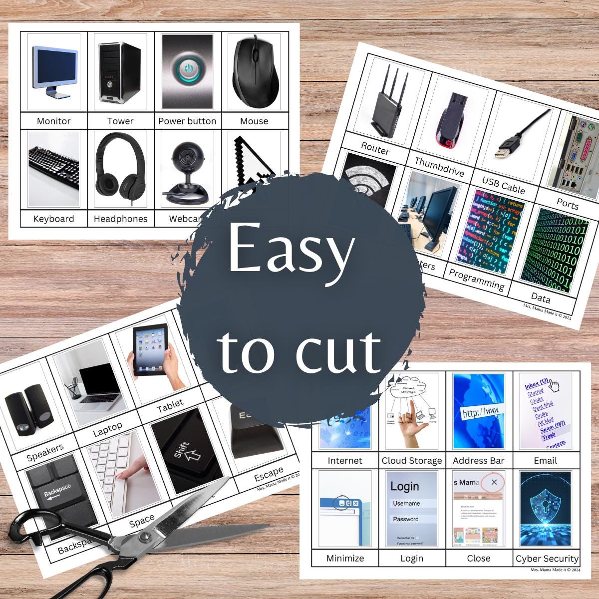 Technology Montessori Style 3 Part Cards for Vocabulary and Language ...