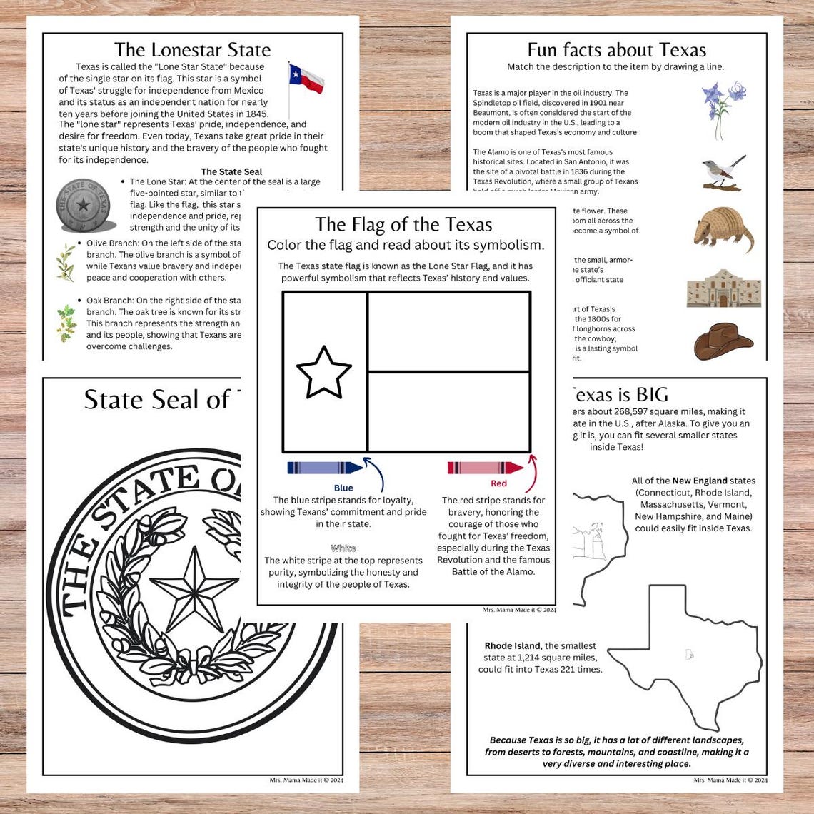 Texas State Mini Unit: History, Geography, Alamo (printable Worksheets ...