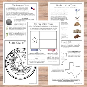 Texas State Mini Unit: History, Geography, Alamo (printable Worksheets ...