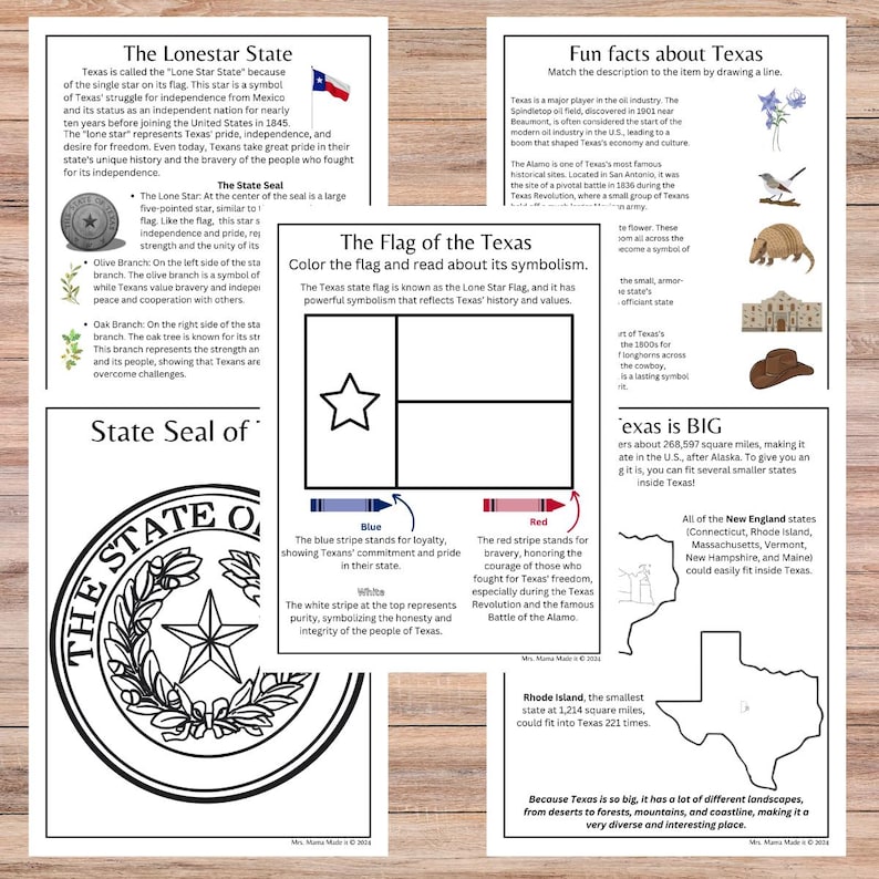 Texas State Mini Unit: History, Geography, Alamo (printable Worksheets ...