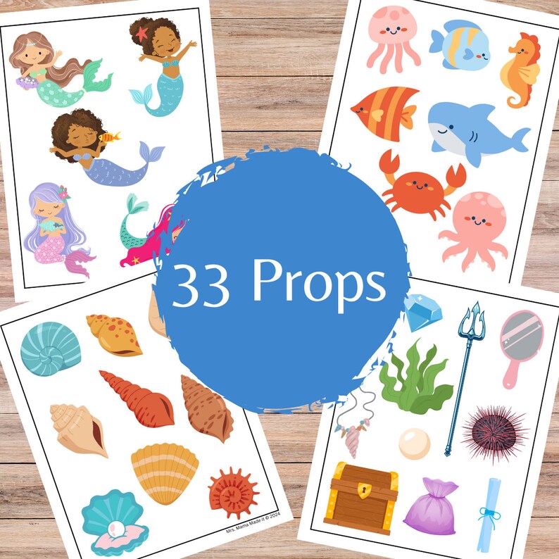 Mermaid Underwater Ocean Animals Story Telling Printable Props ...