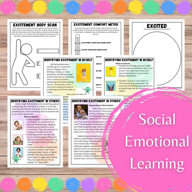 Excited Emotion Unit Study & Worksheets for Emotional Regulation and ...