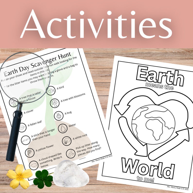 Earth Day Dollar Deal Art Project, Poster, Scavenger Hunt, and Coloring ...