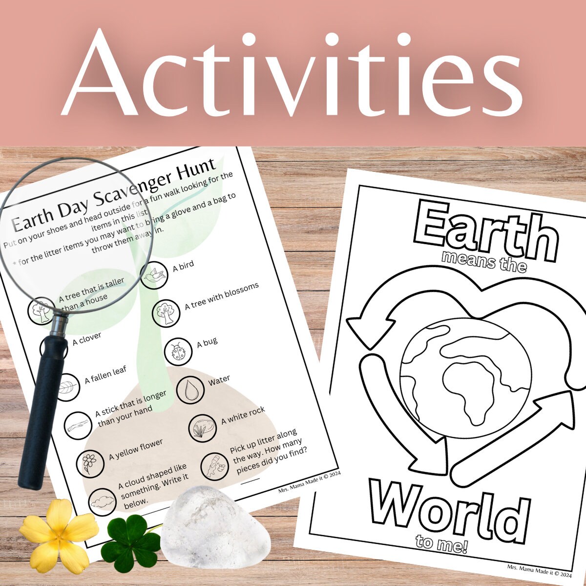 Earth Day Dollar Deal Art Project, Poster, Scavenger Hunt, and Coloring ...