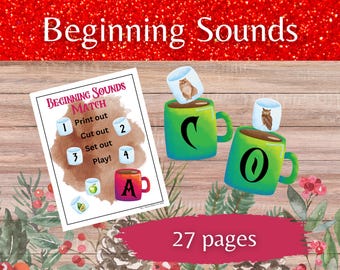 Hot Chocolate Phonics Game: Beginning Sounds Matching (digital Download ...
