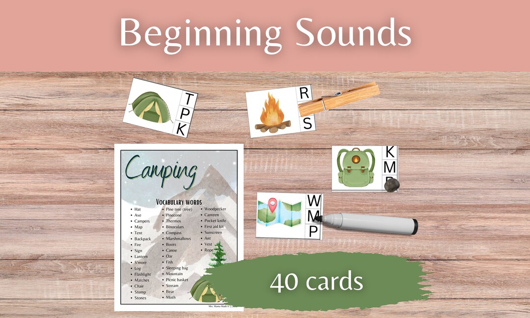 Summer Camping Beginning Sounds Printable Clip Cards for Phonics ...