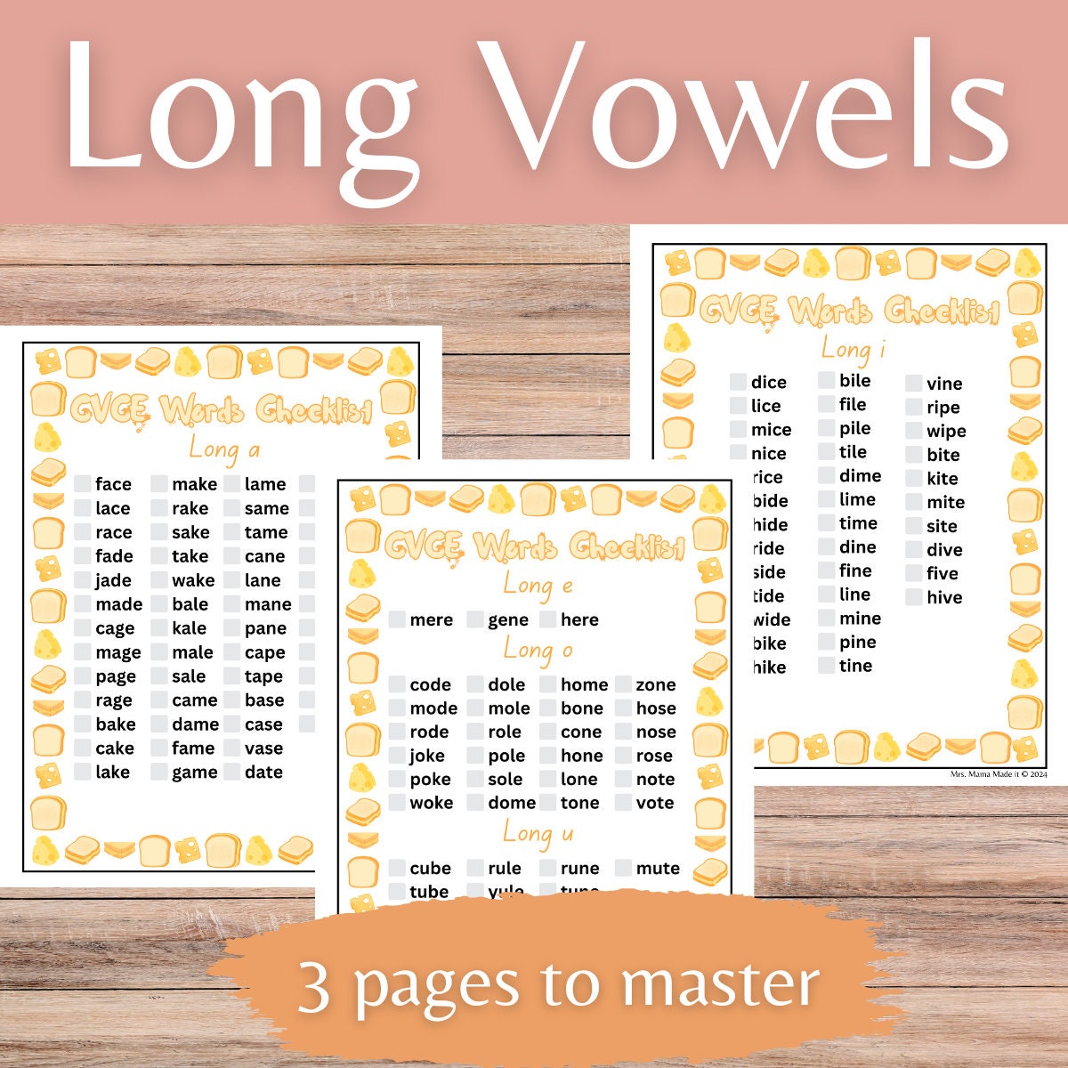 Grilled Cheese Long Vowel CVCE Word Building Game for Homeschool or ...