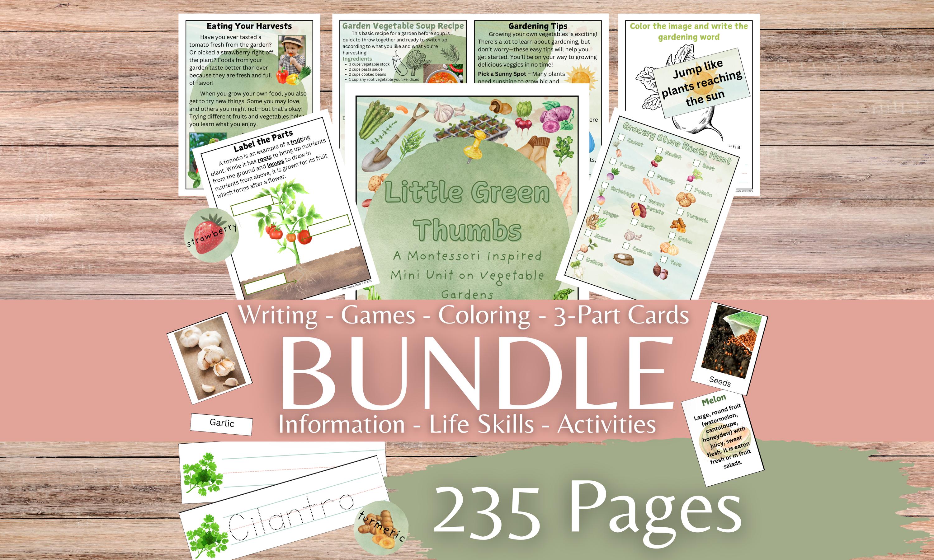 Vegetable Garden Montessori Unit Study - Identification ...