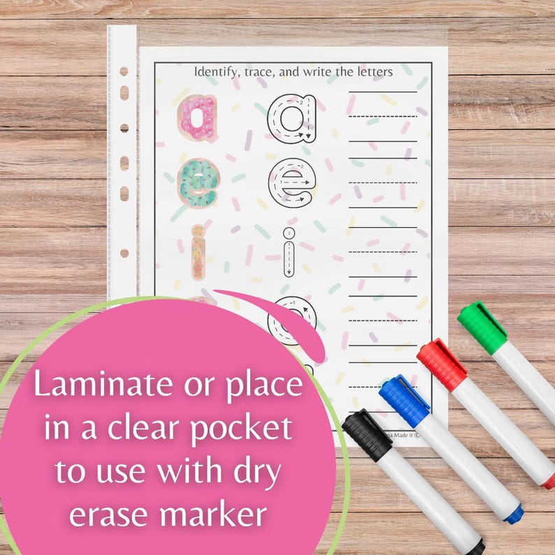 Donut Lowercase Alphabet Letter Tracing Worksheets | Handwriting ...