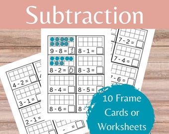Blank Ten Frame Subtraction Printable Pages or Flash Cards for ...