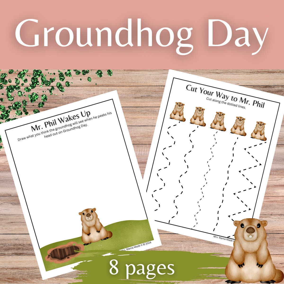 Groundhog Day Printable Worksheets for Preschool & Kindergarten Fine ...