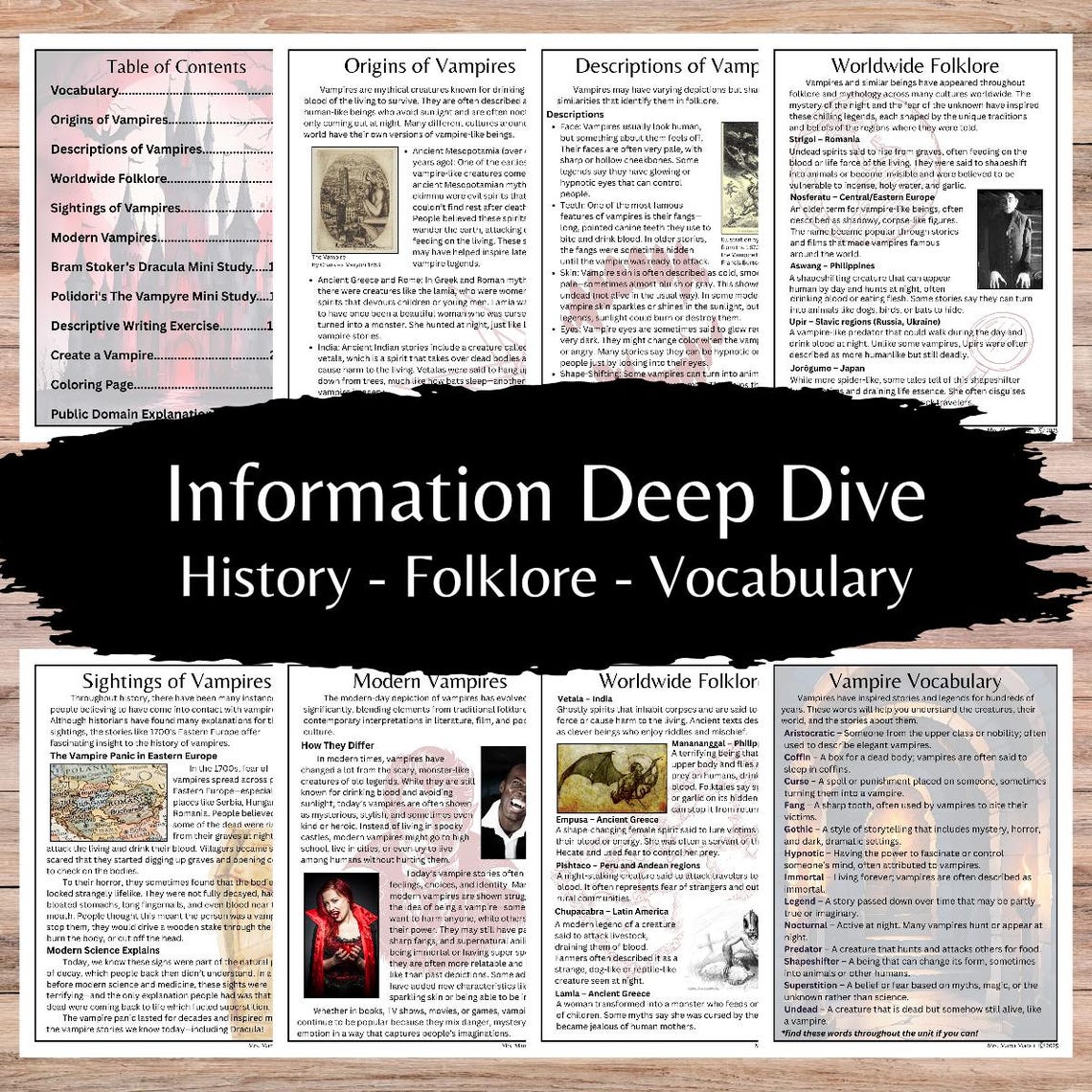 Vampires Mythical Creature Unit Study Folklore, History, & Creative ...