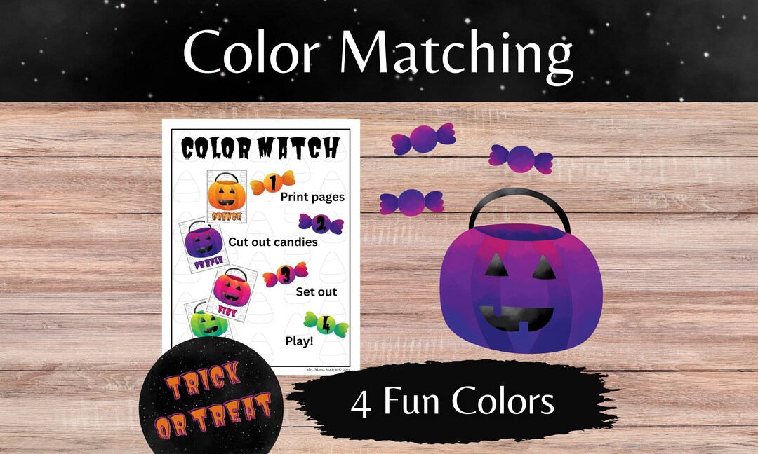 Halloween Candy Pumpkin Color Sorting and Matching Game Preschool and ...