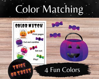 Halloween Candy Pumpkin Color Sorting and Matching Game Preschool and ...