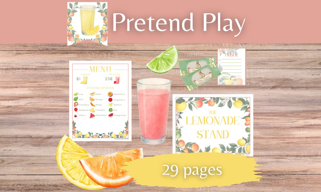 Lemonade Stand Dramatic Play Printable | Pretend Play Center | Menus ...