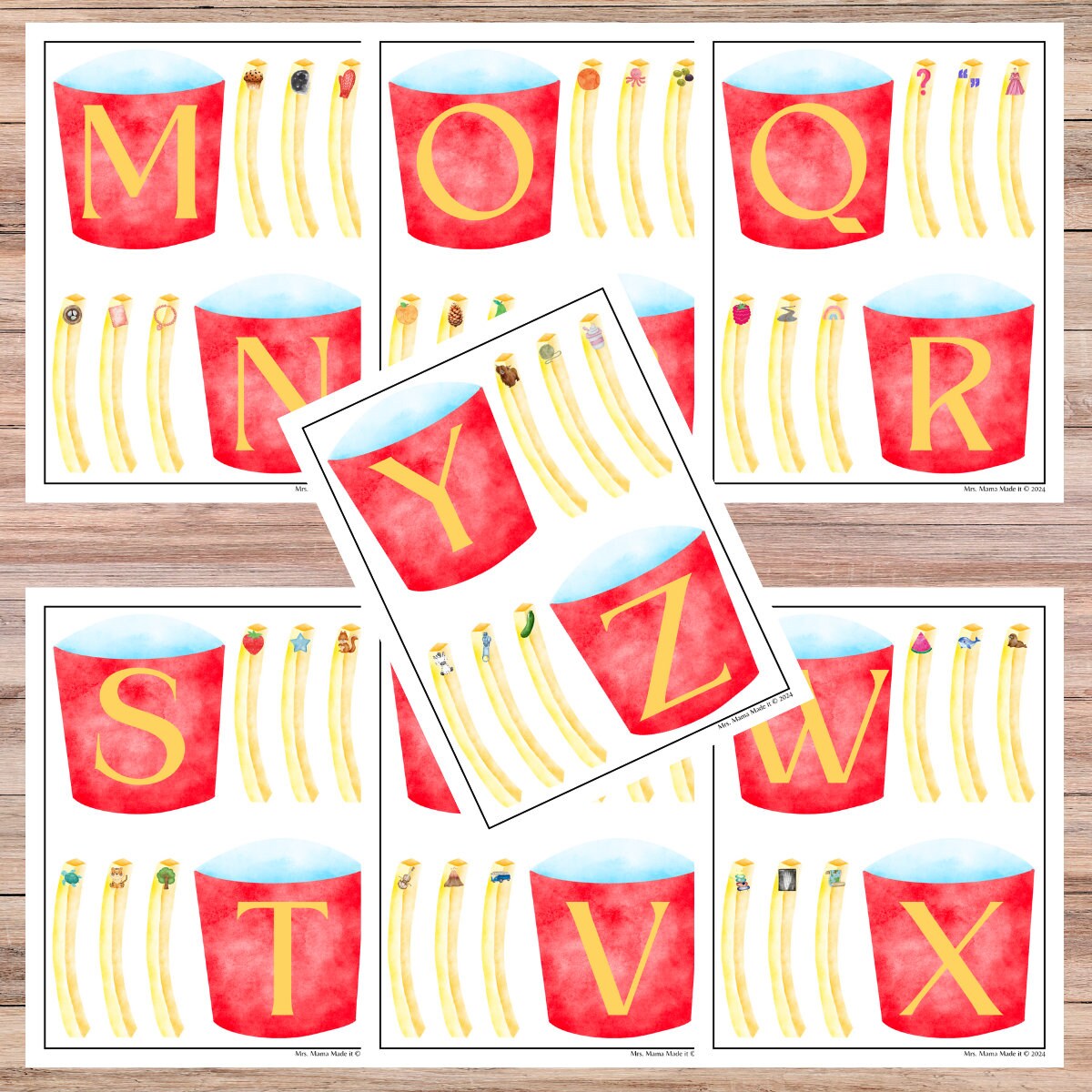 French Fry Beginning Sounds Alphabet Matching Game Printable Early ...