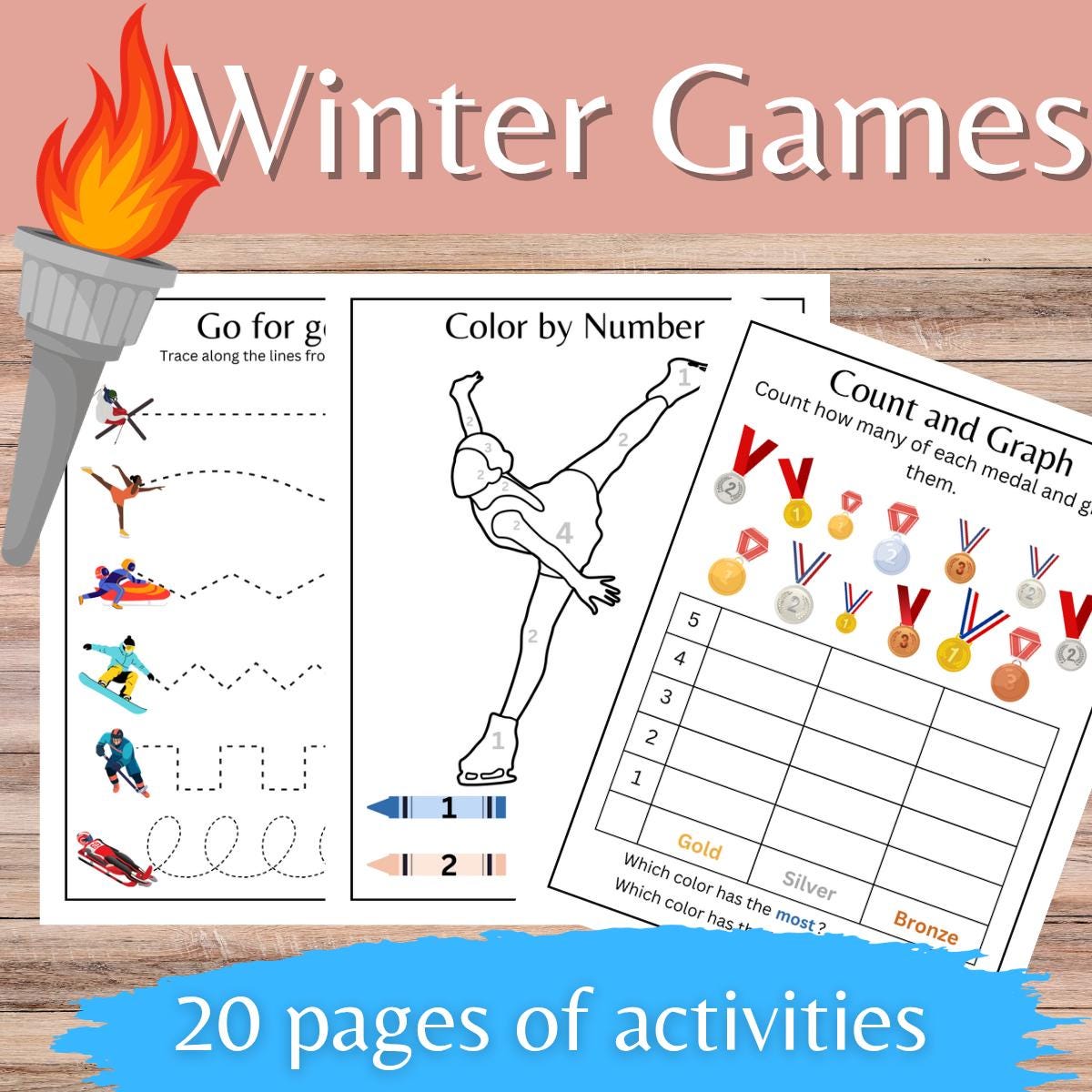 Winter Games Themed Printable Activity Pack Early Elementary — Tracing ...