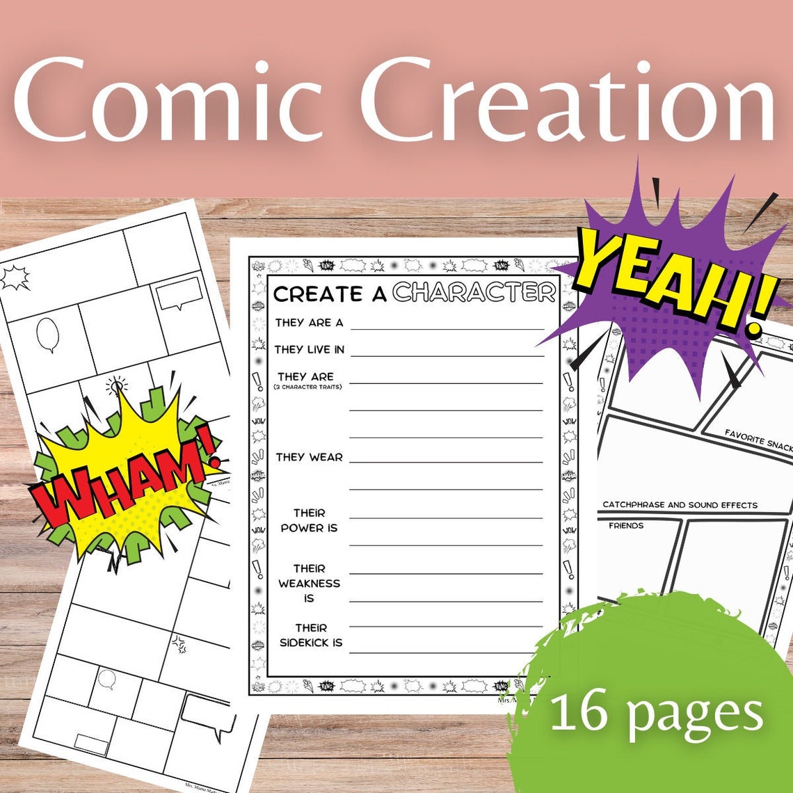 Create a Comic Blank Comic Pages and Character Building Outline for ...
