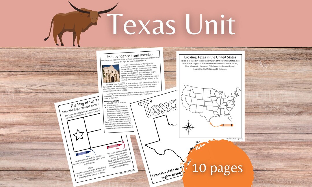 Texas State Mini Unit: History, Geography, Alamo (printable Worksheets ...