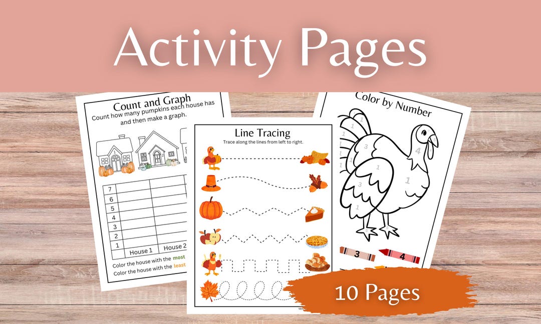Thanksgiving Activity Pages: Tracing, Counting, Graphing (digital ...
