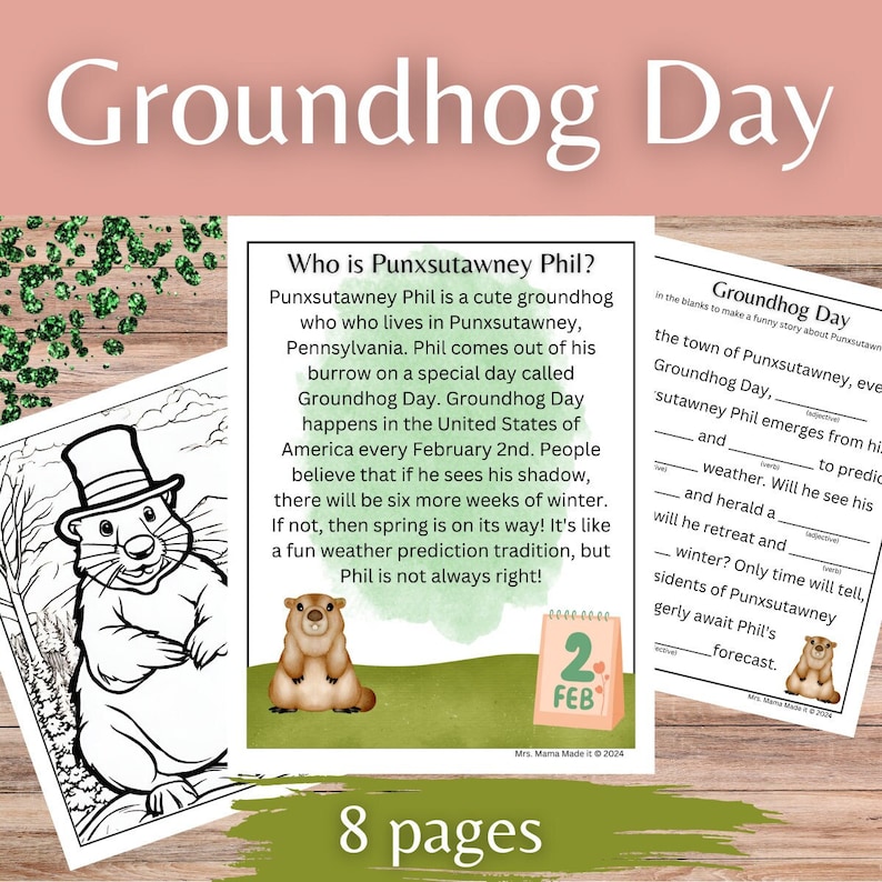 Groundhog Day Printable Worksheets for Preschool & Kindergarten Fine ...