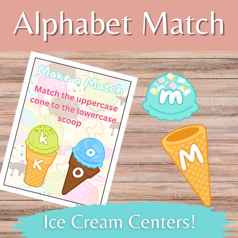 Ice Cream Alphabet Match Activity Letter Recognition Summer Time Prek ...