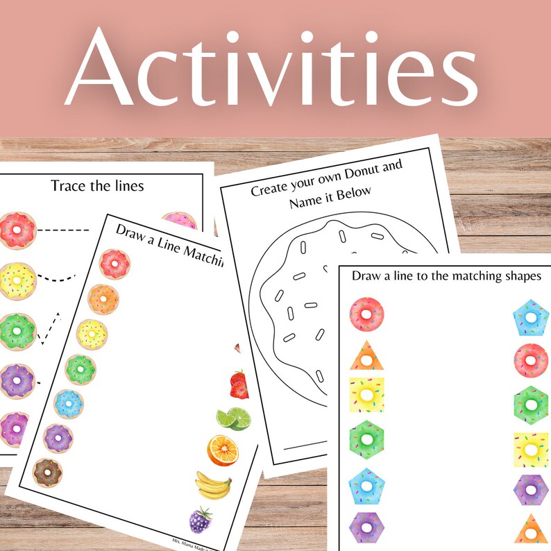 Donut Activity Pack for Early Elementary Prek-1st Grade Classroom and ...