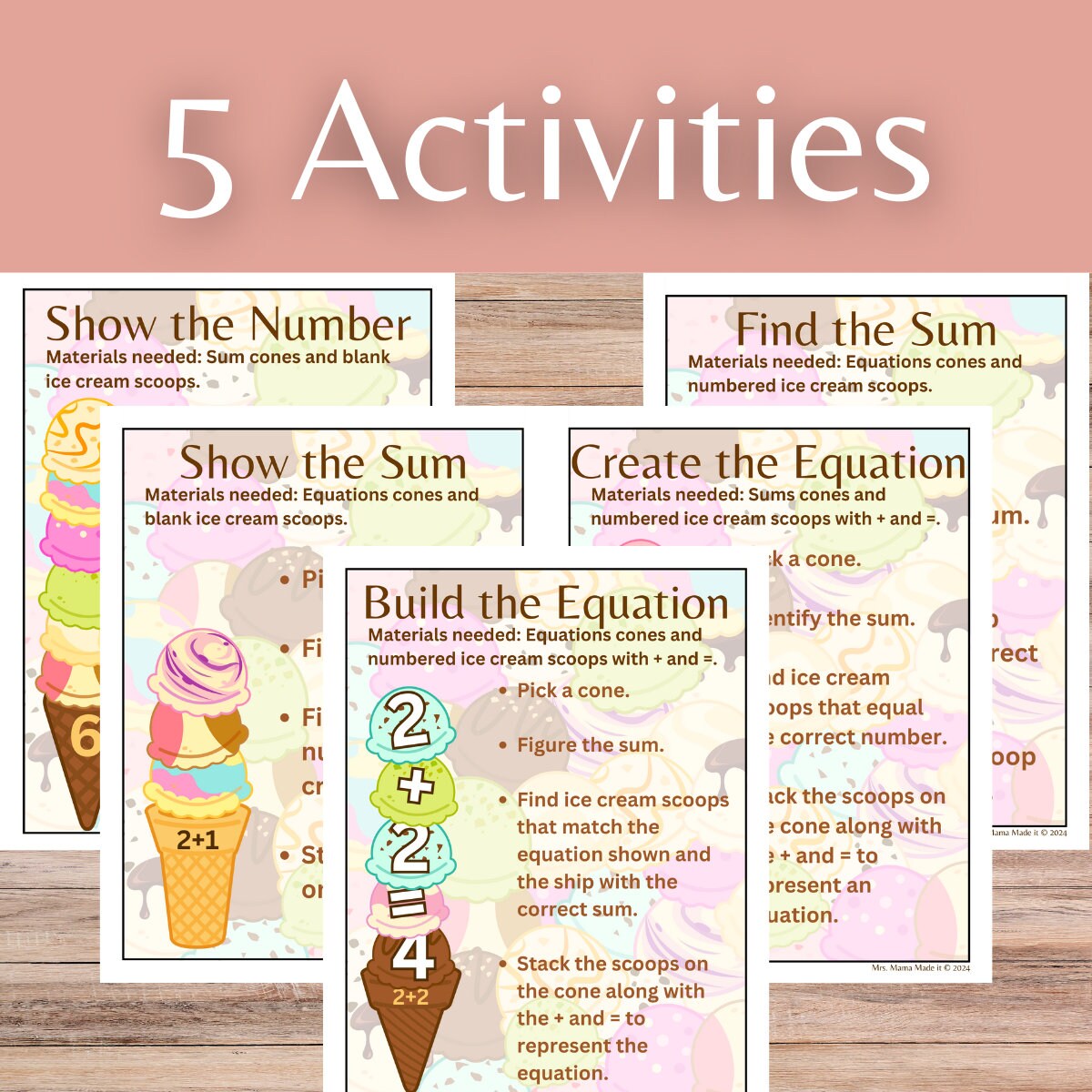Ice Cream Addition Classroom Centers and Homeschool Activities for Prek ...