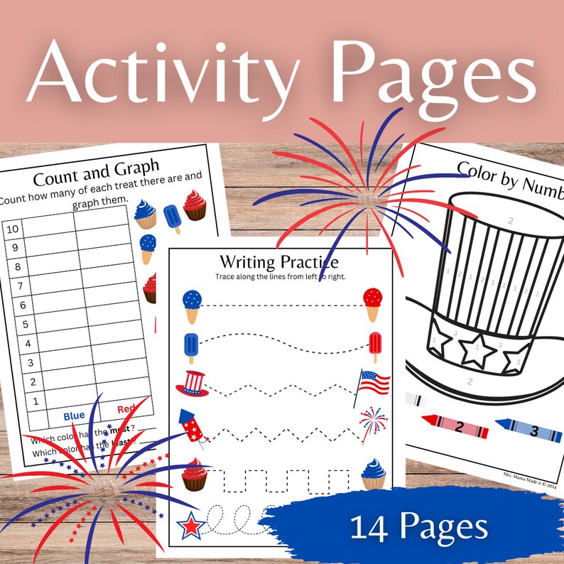 4th of July Early Elementary Printable Activity Pack for Homeschool or ...