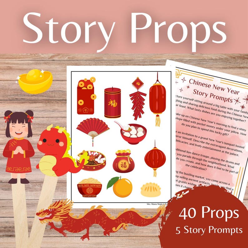 Chinese New Year Story Telling Printable Props for Dramatic Play ...