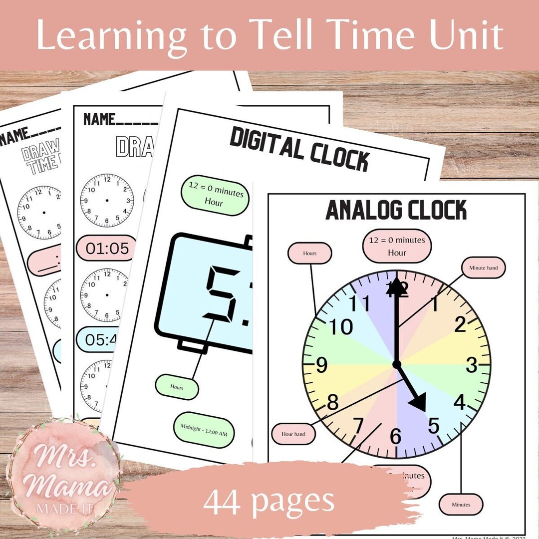 Telling Time Unit for Kindergarten and 1st Grade Learning to Tell Time ...