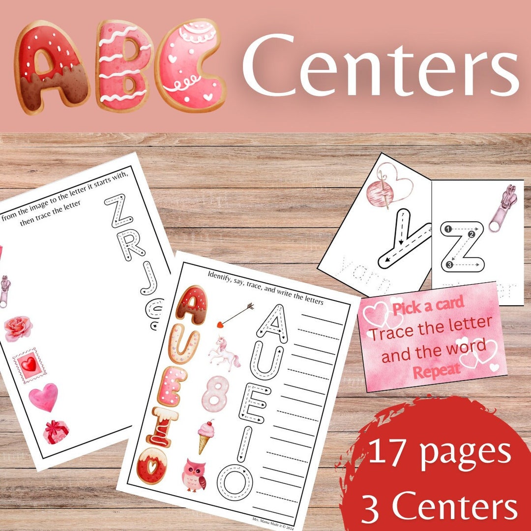 3 Valentine's Day Alphabet Centers Activities for Classroom or ...