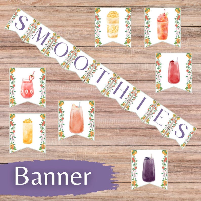Smoothie Bar Pretend Play Printable Kit W/ Menus, Ingredients, Signs, Order Forms, and Banner ...