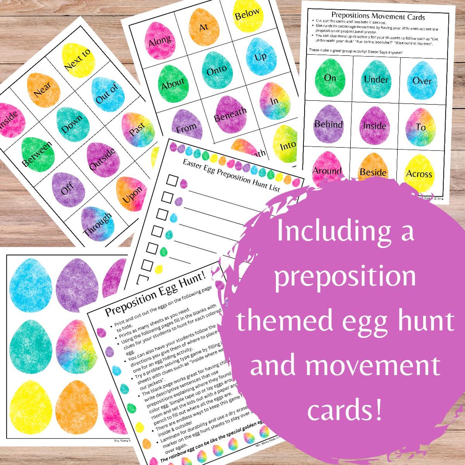 Easter Egg and Bunny Preposition Unit English Language Art Literacy ...