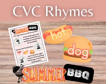 CVC Rhyming Word Match Game: Summer BBQ Phonics (digital Download) - Etsy