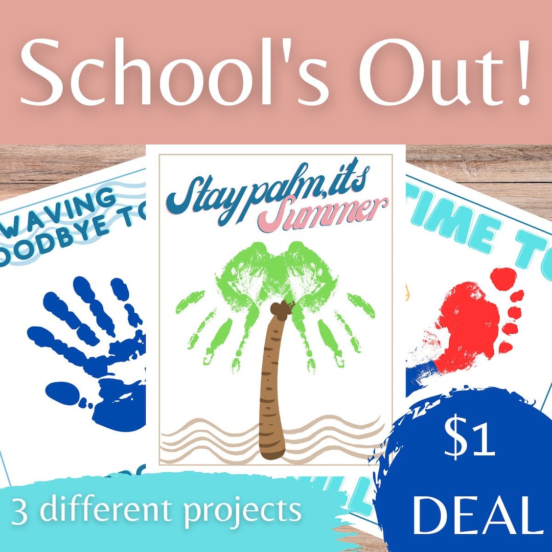 Summer End of School Handprint and Footprint Templates Memory Keepsake ...