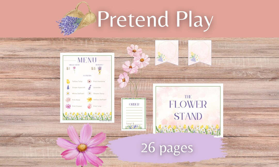 Flower Shop Dramatic Play - Pretend Store Kit - Floral Stand ...