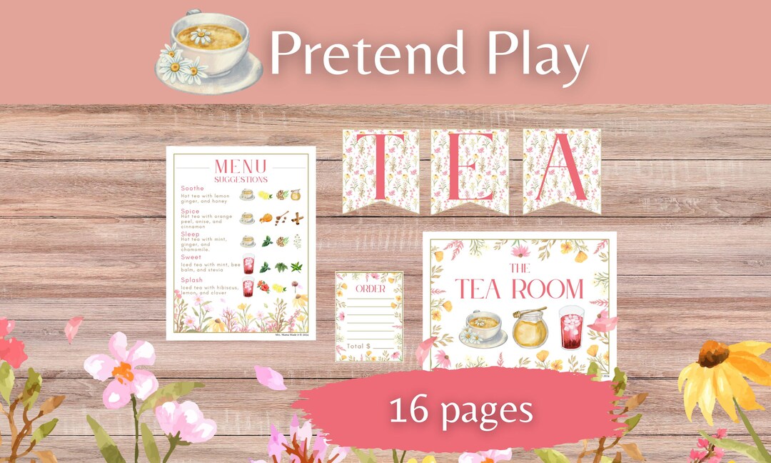 The Tea Room Dramatic Play Pretend Shop Printable Set for Classroom or ...