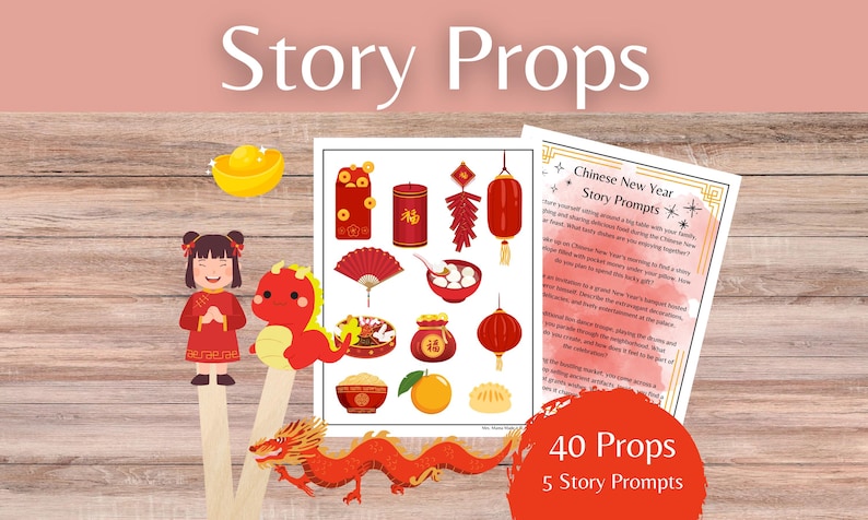 Chinese New Year Story Telling Printable Props for Dramatic Play ...