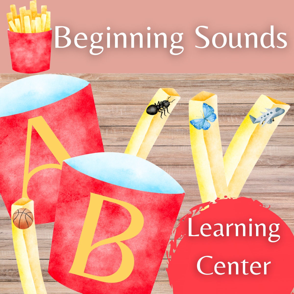 French Fry Beginning Sounds Alphabet Matching Game Printable Early ...