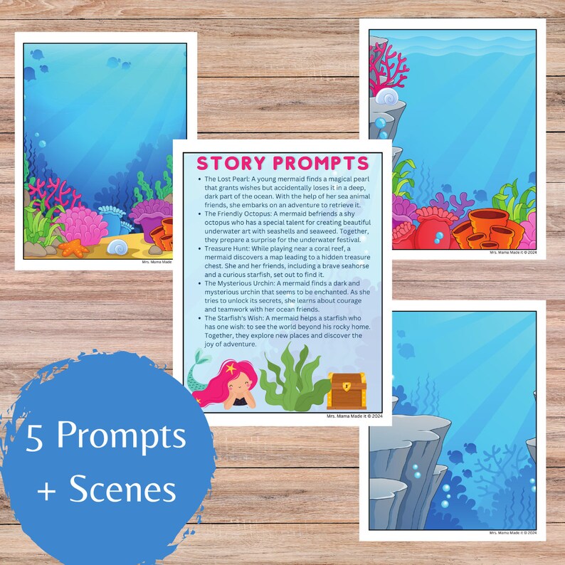 Mermaid Underwater Ocean Animals Story Telling Printable Props ...