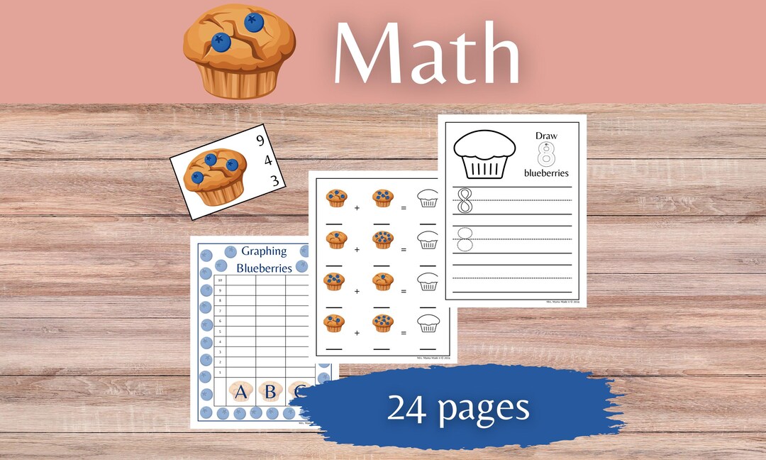 Blueberry Muffin Math Activity Pack: Counting, Addition Games (digital ...
