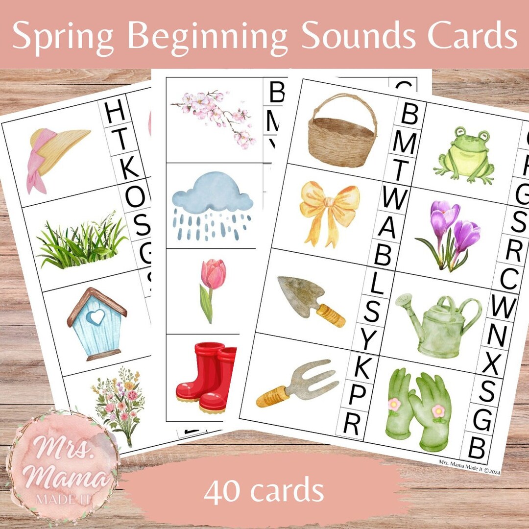 Spring Beginning Sounds Clip Cards for Phonics Homeschool or Classroom ...