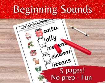 Christmas Beginning Sounds Worksheet: Phonics, Alphabet (digital ...